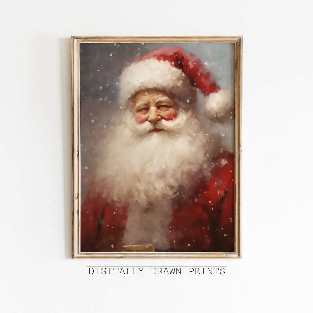 Santa Portrait Vintage Christmas Printable Wall Art, Christmas Santa ...