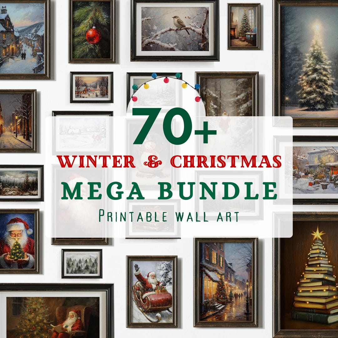70+ Winter and Christmas Printable Art MEGA BUNDLE, Christmas Wall Art ...