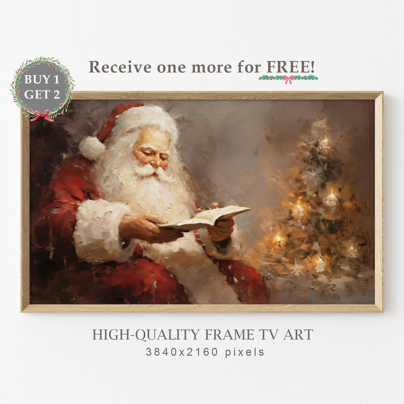 Christmas Frame TV Art, Santa's Sleigh Vintage Christmas TV Art ...