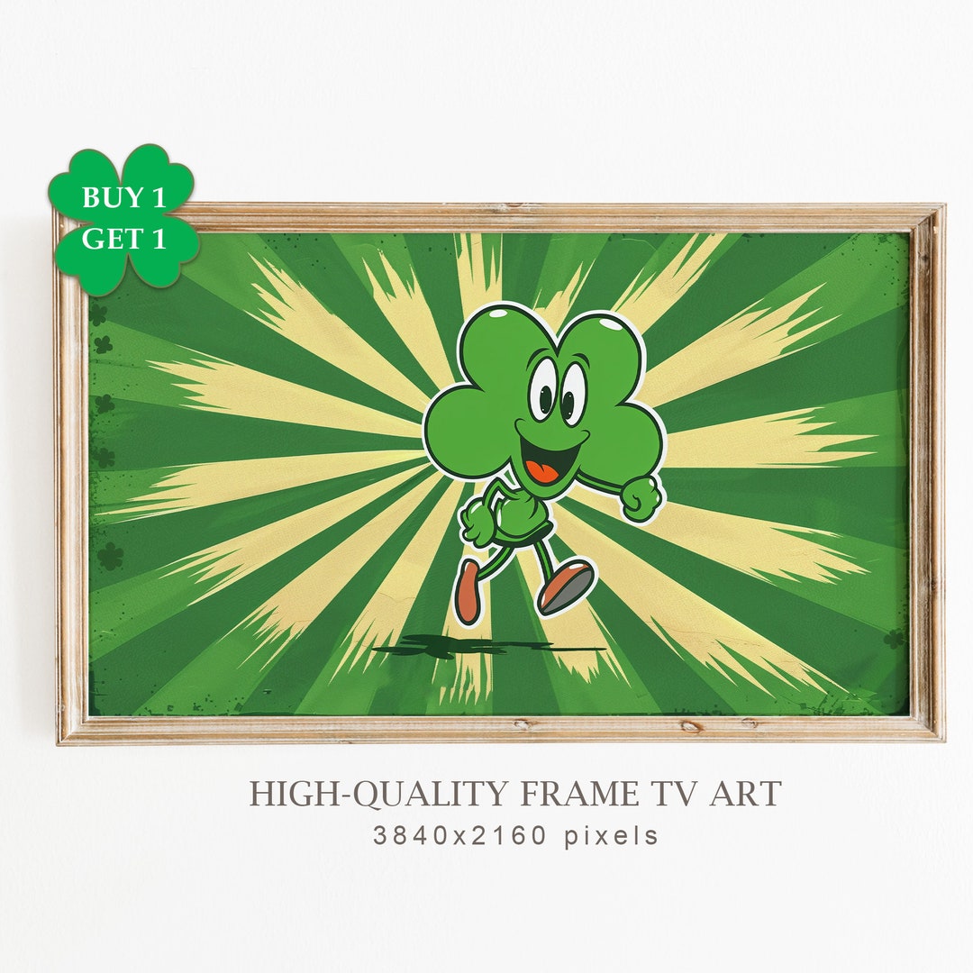 Vintage Saint Patrick Frame TV Art, Antique Oil Painting of Clovers ...