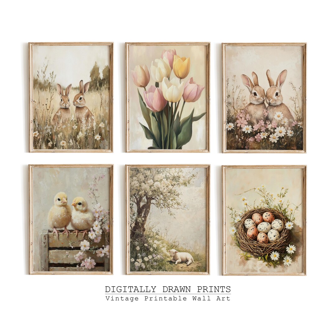 Printable Neutral Spring Prints, Gallery Set of 6 Spring Wall Art ...