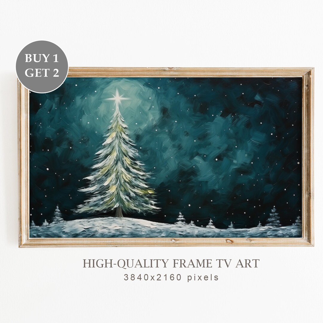 Christmas Samsung Frame TV Art, Starry Night With a Snowy Christmas ...