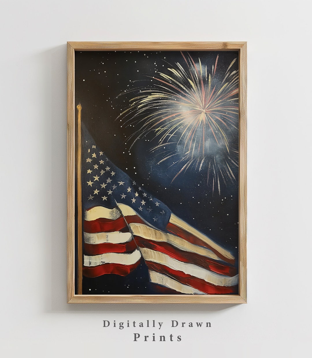 4th of July Printable Wall Art, American Flag Art Print, Patriotic USA ...