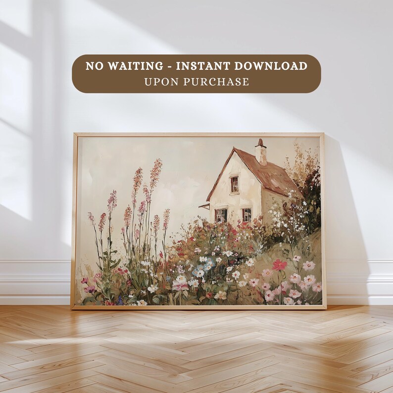 Printable Spring Cottage Wall Art, Vintage Spring Landscape Print ...
