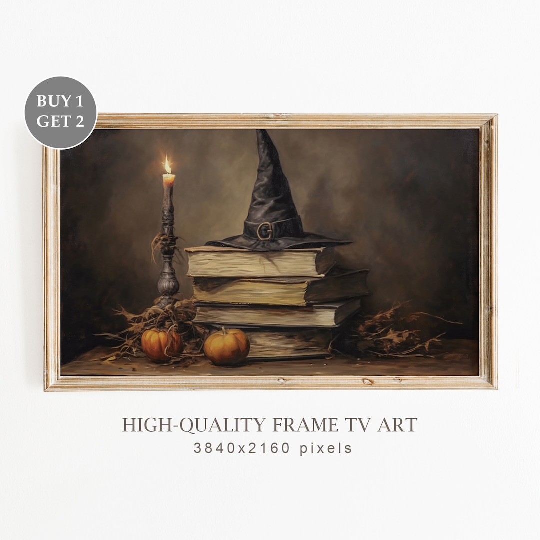 Halloween Frame TV Art, Witchy Spells TV Art, Vintage Halloween Witch ...