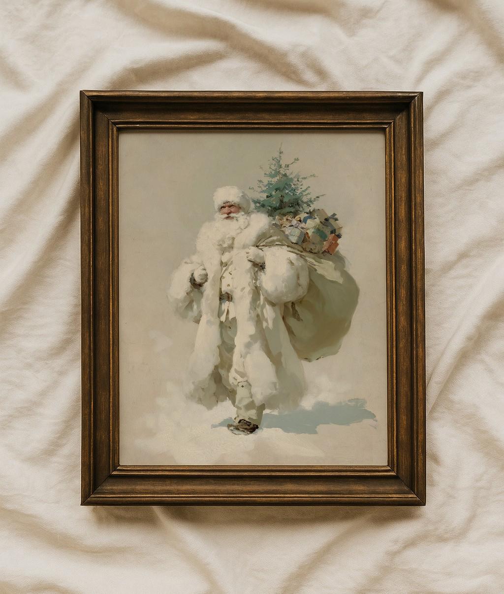 Neutral Santa Claus Printable Wall Art, Vintage Christmas Painting ...