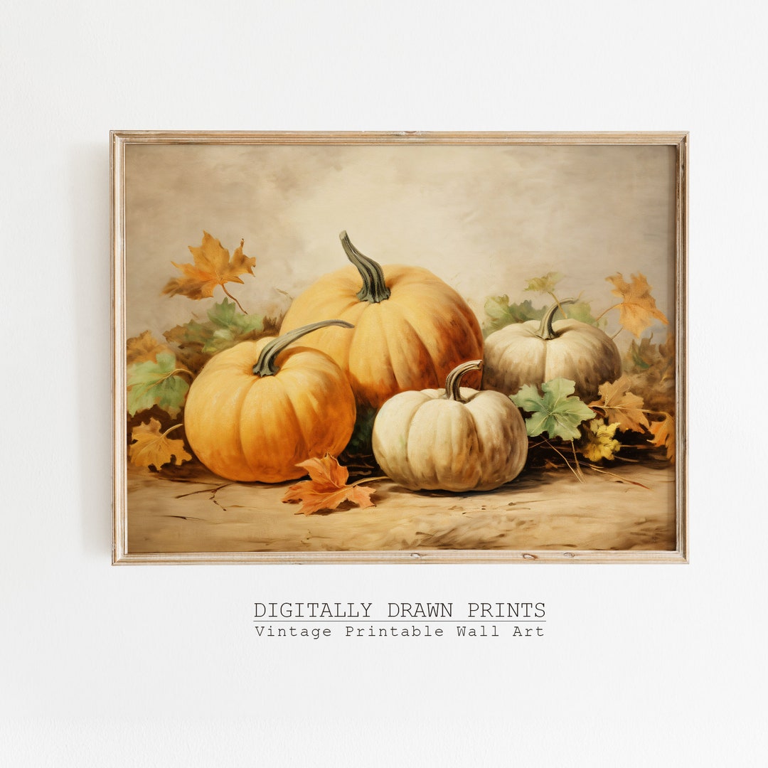 Fall Wall Decor Printable Still Life Painting, Thanksgiving Rustic Fall ...