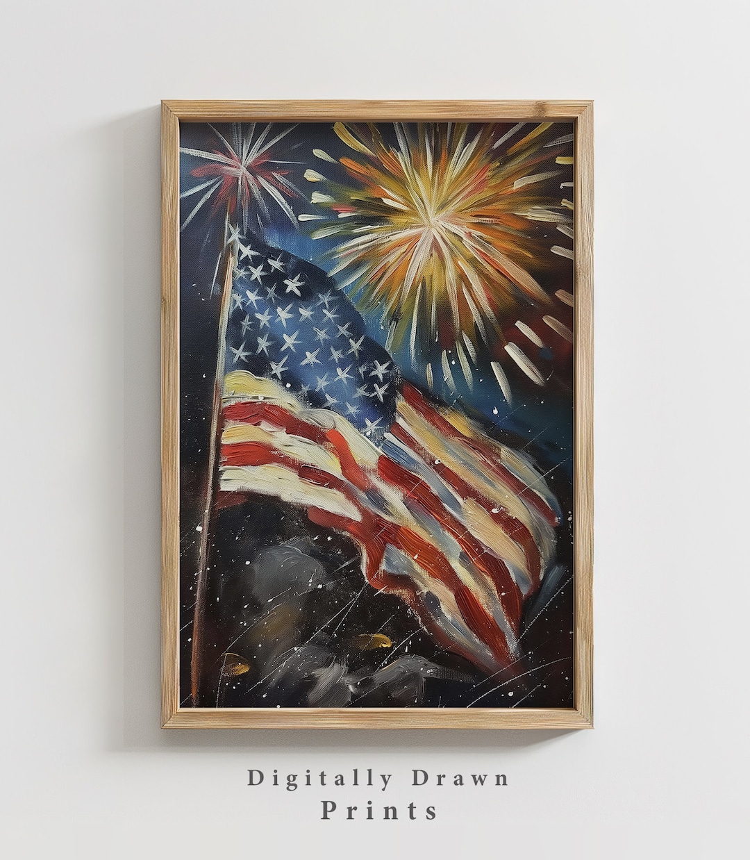 4th of July Printable Wall Art, American Flag, Patriotic Independence ...