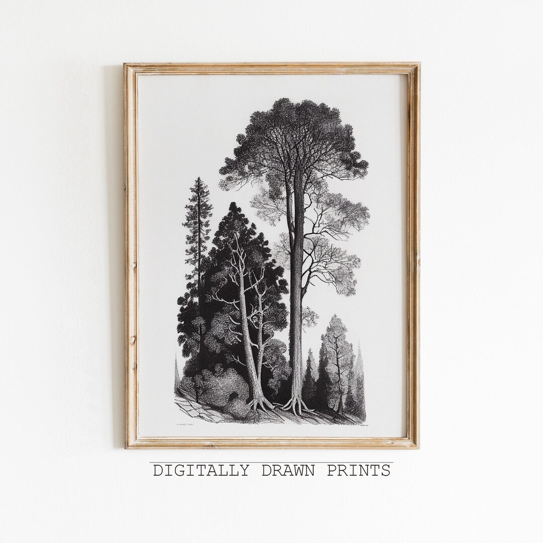 Vintage Landscape Sketch, Vintage Printable Wall Art, Antique Sketch ...