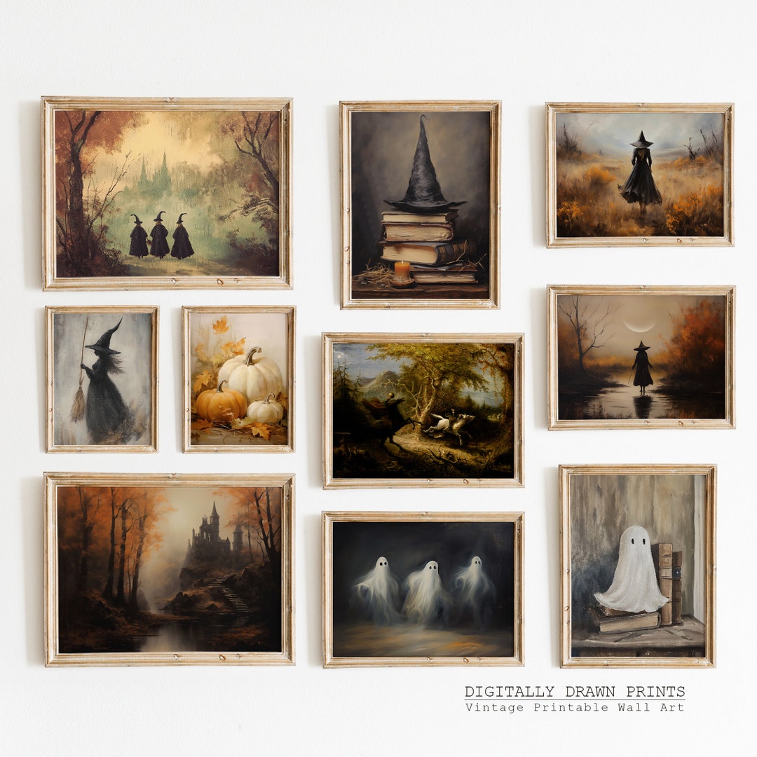 SET of 10 Halloween Printable Art, Spooky Gallery Wall Art Print ...