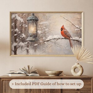 Christmas TV Frame Art, Cardinal Christmas TV Frame Art, in Memory of ...