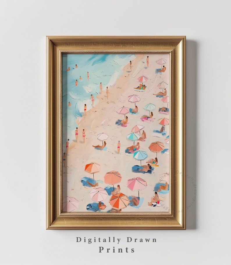 Summer Coastal Landscape Printable Wall Art, Abstract Summer Print ...