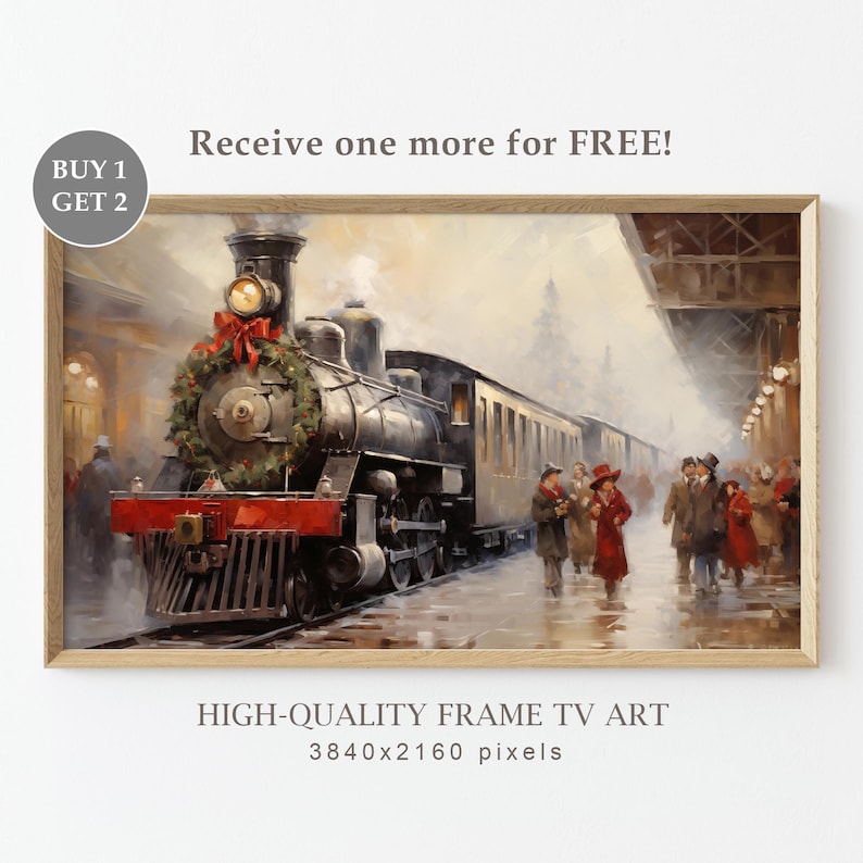 Christmas Cottage Frame TV Art, Farmhouse Winter Landscape Painting ...