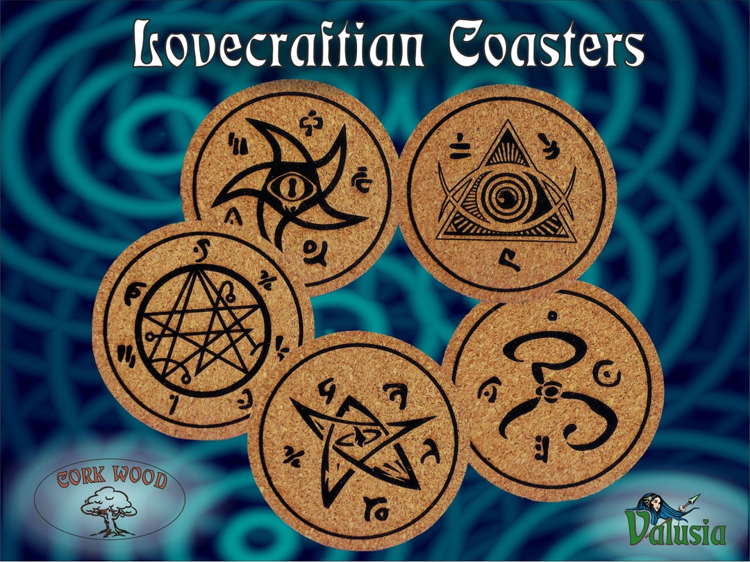Coasters With Lovecraftian Signs a Set of 5 Cork or Plywood Plates With ...