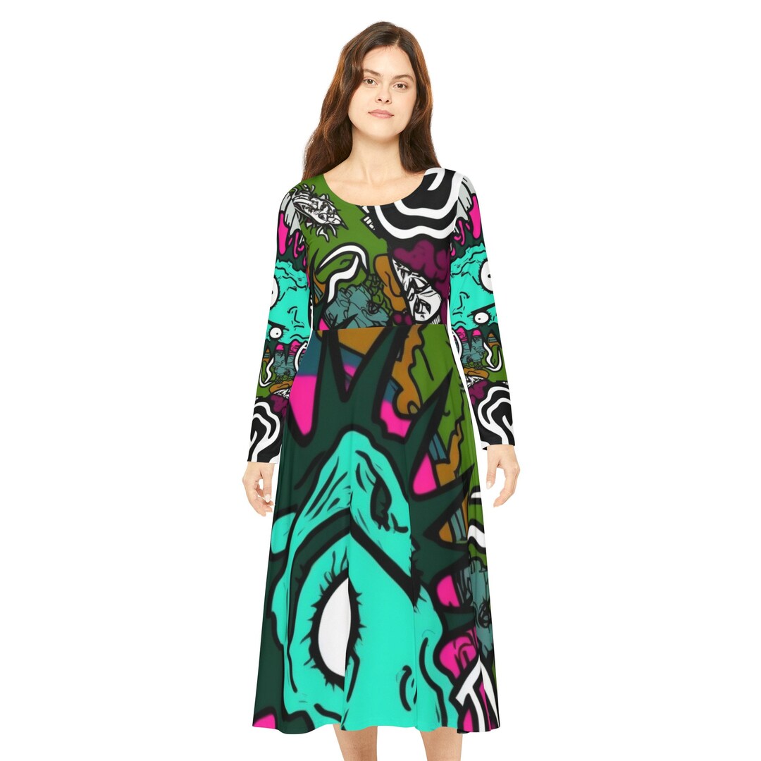 Bizarre Bazaar: Women's Long Sleeve Dance Dress - Etsy
