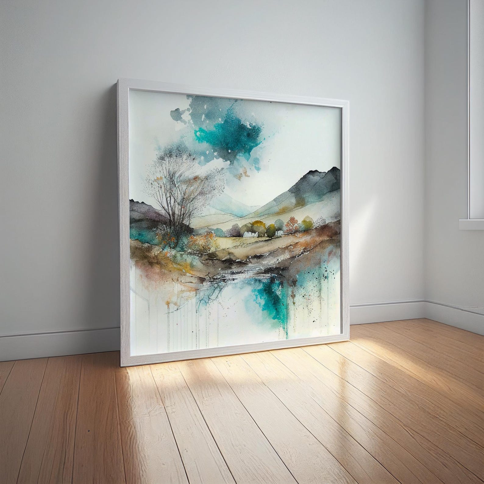 Scottish Abstract Landscape Painting - Canvas and Watercolour Paper ...