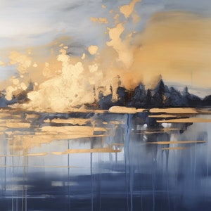 Lake District Abstract Landscape Panoramic Painting Large - Etsy