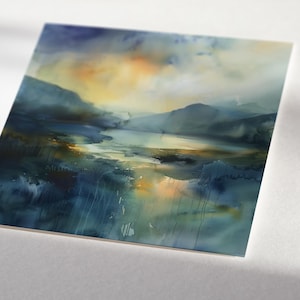 Lake Windermere Lake District Abstract Landscape Watercolour Print ...