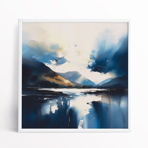 Lake District Abstract Landscape Watercolour Painting Large Wall Art ...