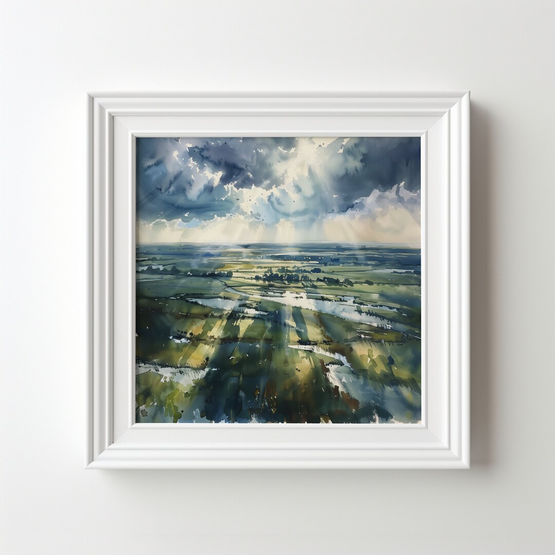 The Norfolk Broads - Abstract Landscape Watercolour Print of the ...