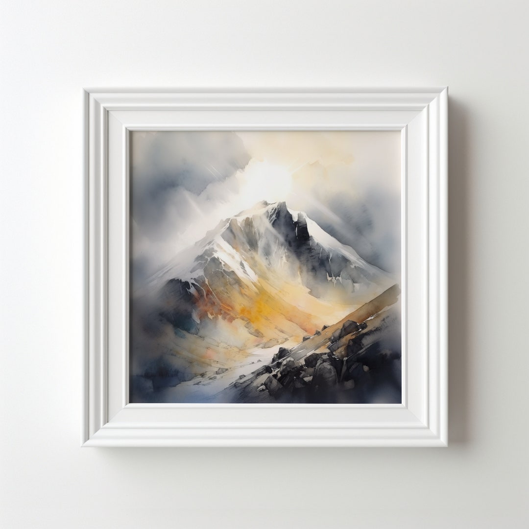 Mount Snowdon Landscape Painting Print, Lake Extra Large Print of ...