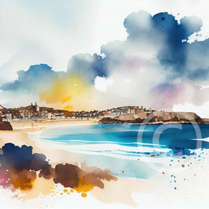 St Ives Abstract Landscape Watercolour Painting of St Ives in - Etsy UK
