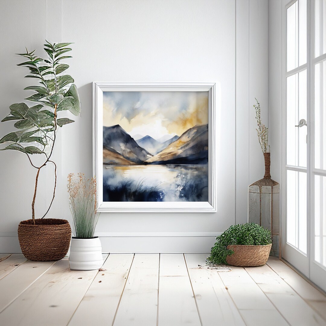 Lake District Abstract Landscape Watercolour Painting of Ennerdale ...