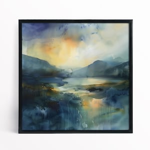 Lake Windermere Lake District Abstract Landscape Watercolour Print ...