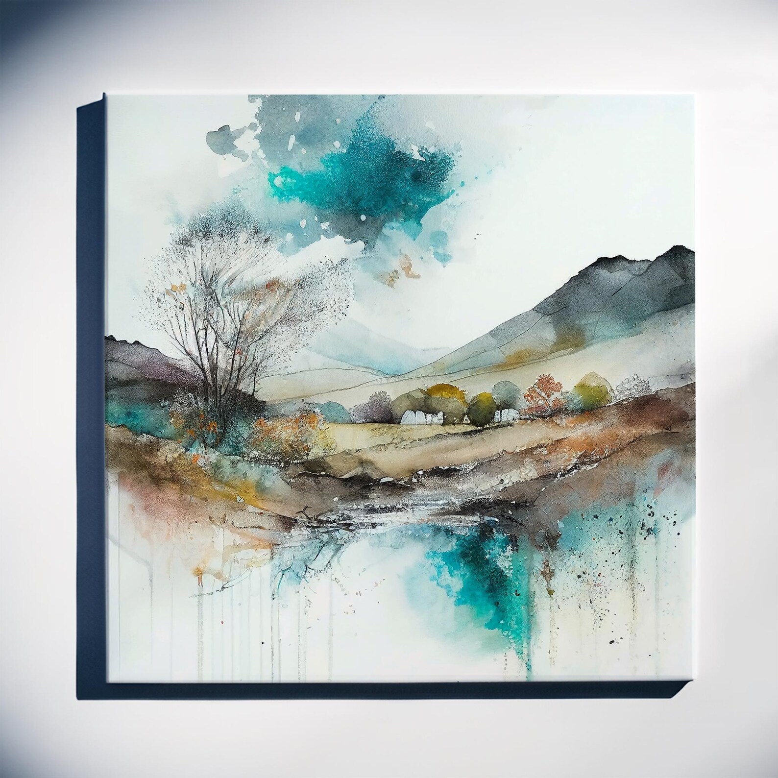 Scottish Abstract Landscape Painting - Canvas and Watercolour Paper ...