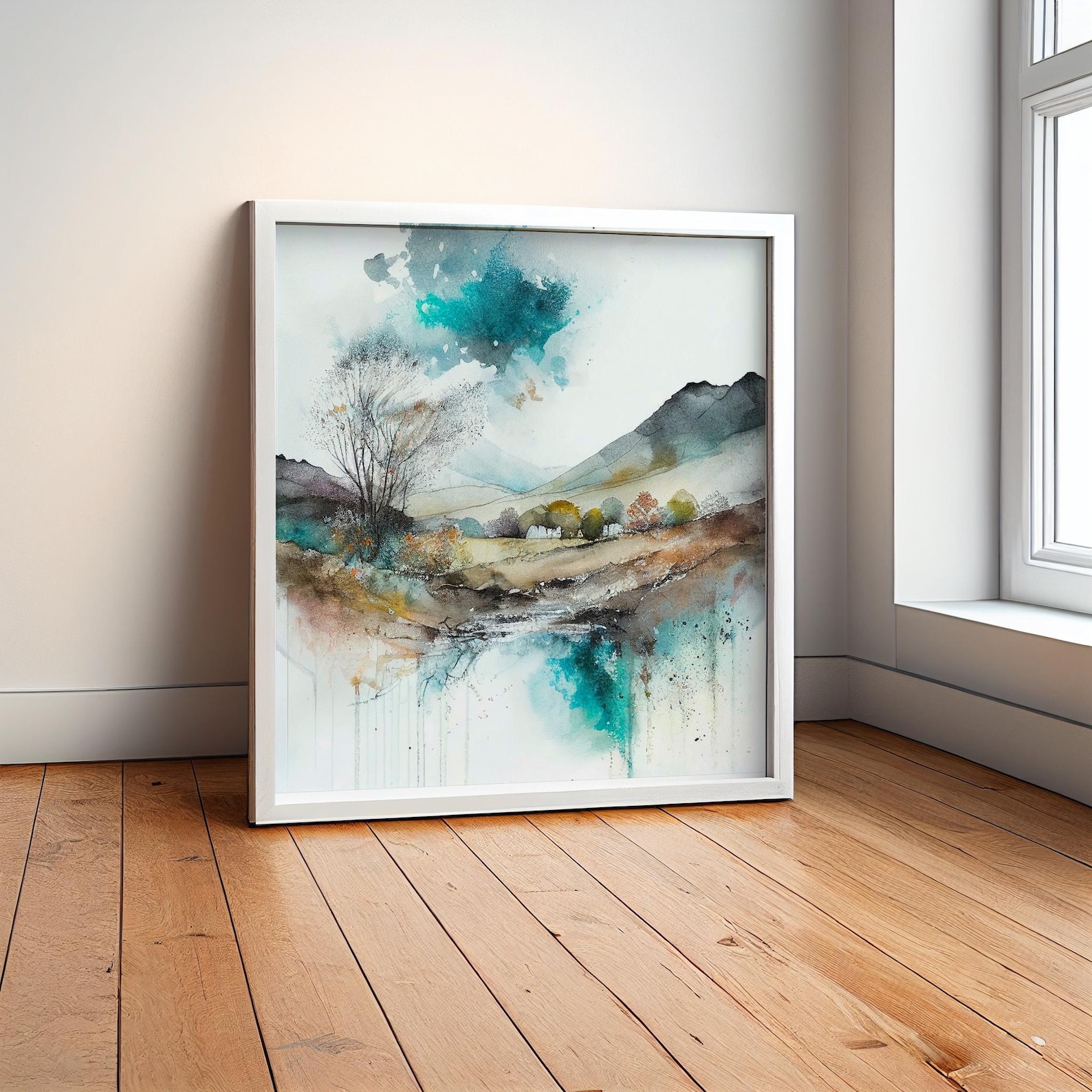 Scottish Abstract Landscape Painting - Canvas and Watercolour Paper ...