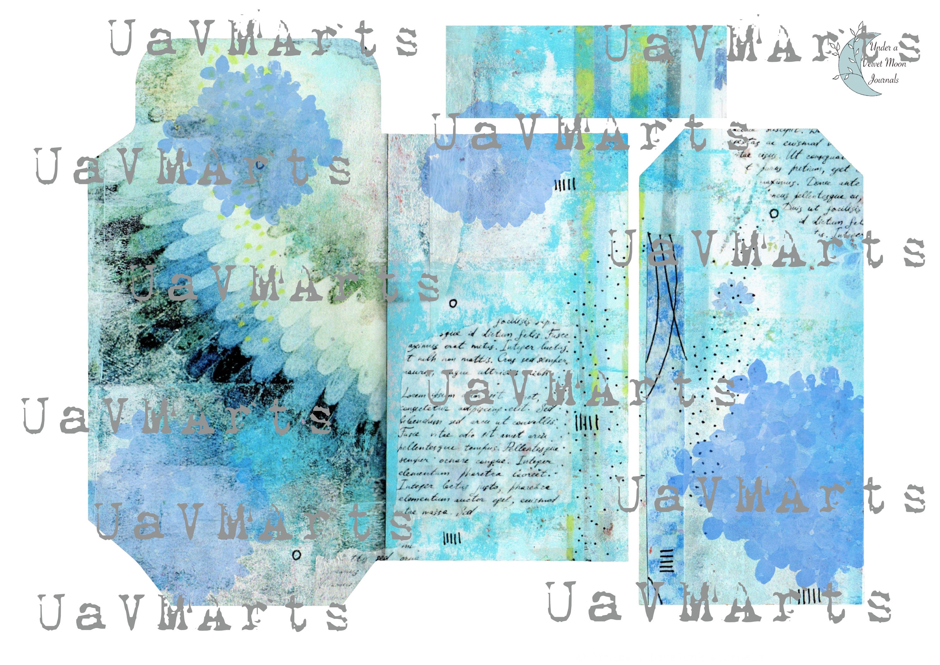 Printable Blue Hydrangea Junk Journal Scrapbook Ephemera Digital ...