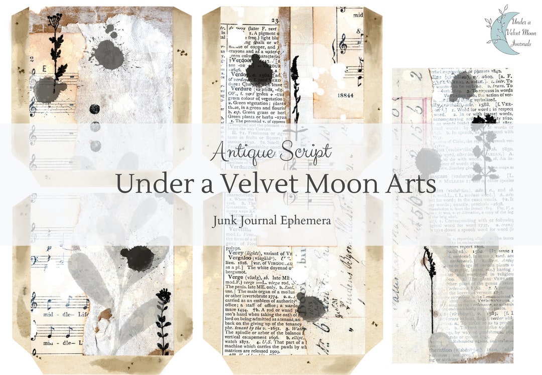 Printable Antique Script Make Your Own Junk Journal Ephemera Digital ...