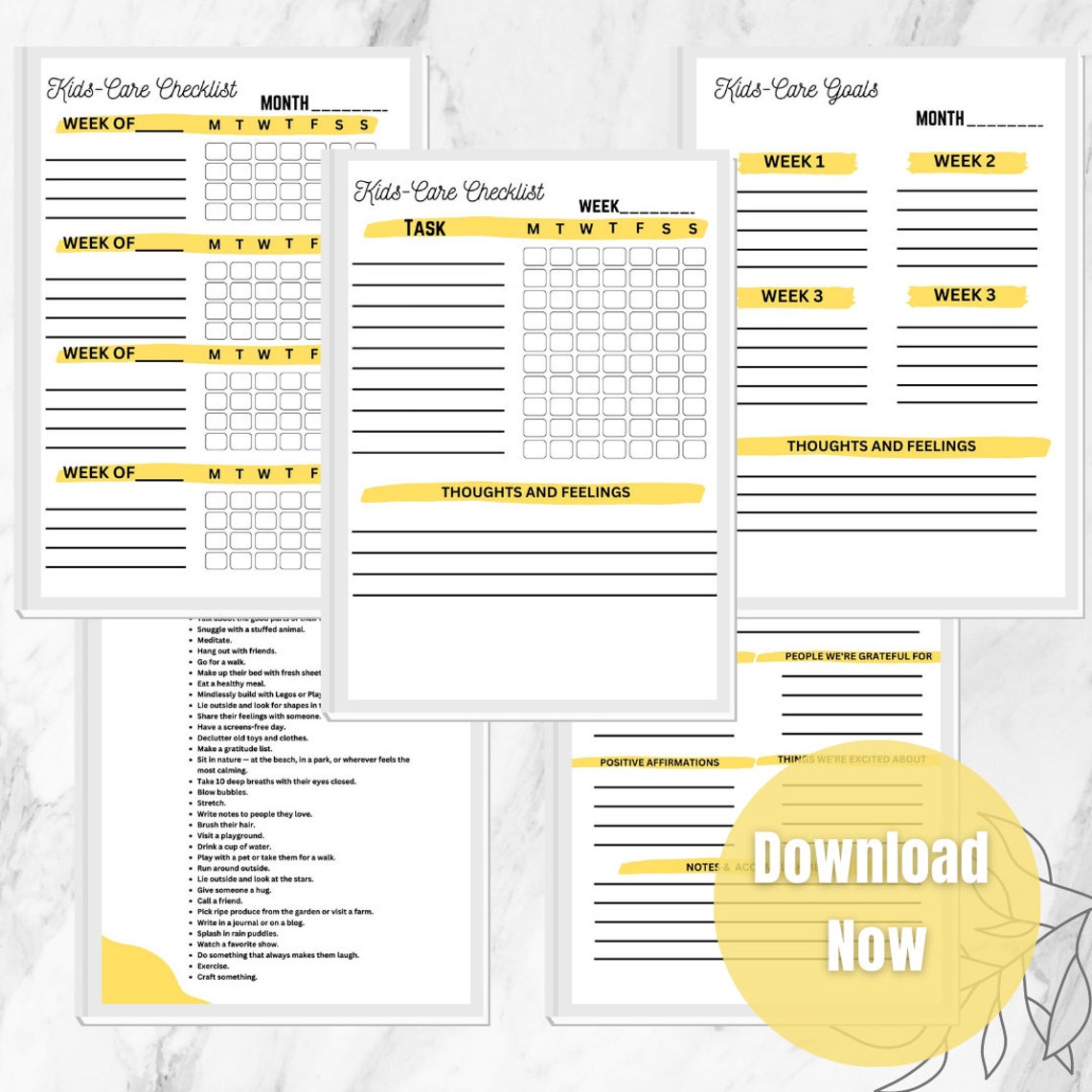 Kids-care Checklist Printable Child-care Checklist Digital Download ...