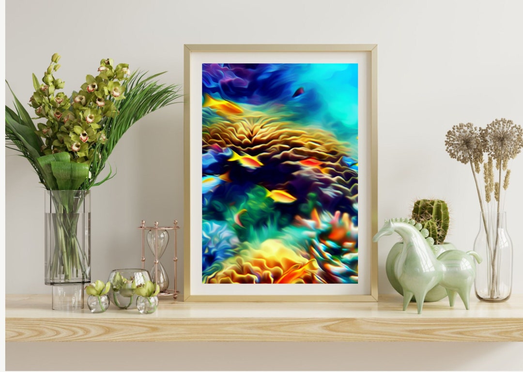 Reef Poster, Colorful Reef Poster, Caraibic Poster, Tropical Poster ...