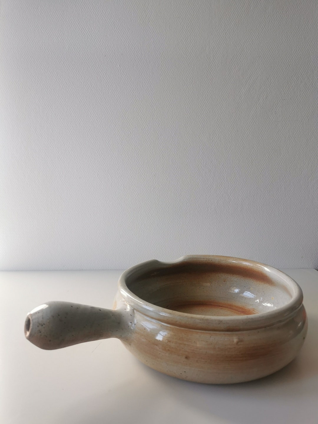 French Vintage Cooking Pan, Handmade Glazed Vintage Stoneware ...