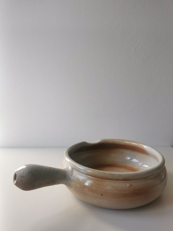 French Vintage Cooking Pan Handmade Glazed Vintage Stoneware Authentic French Country Cookware for Rustic Brocante Kitchen Etsy