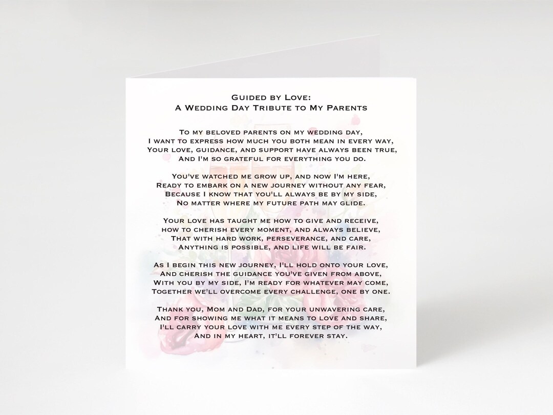 Heartfelt Wedding Day Tribute to Parents: guided by - Etsy
