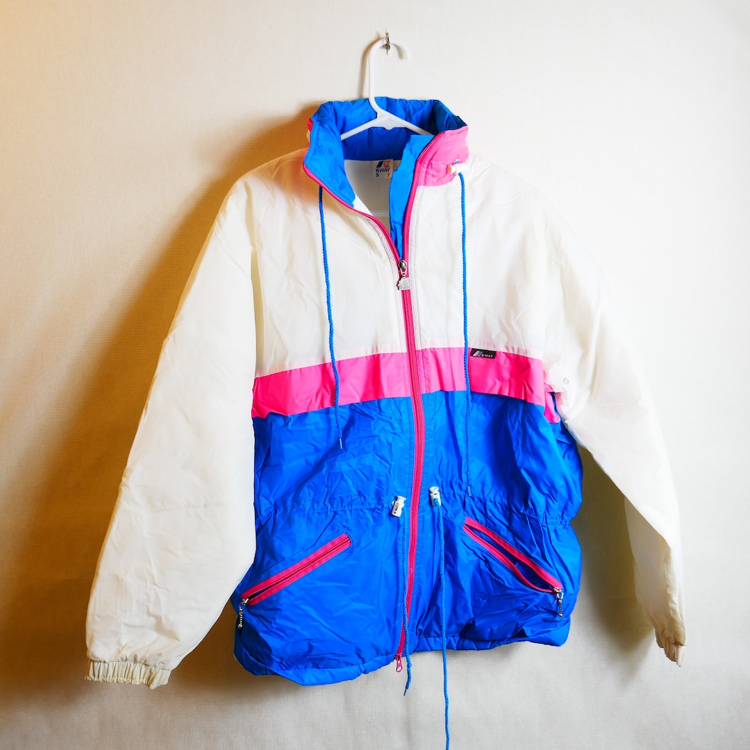 Vintage K-WAY Jacket Full Zip Raincoat Size 7 Oversize Windbreaker Pink ...
