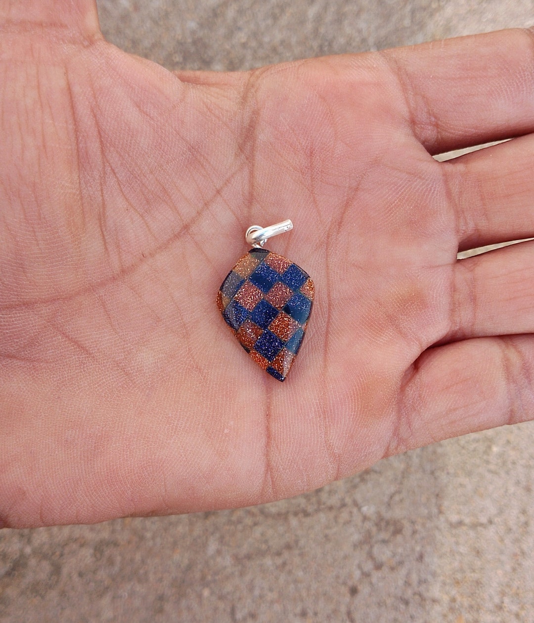 Natural Red and Blue Sunstone Kite Stone Silver Charm Pendant Charms ...