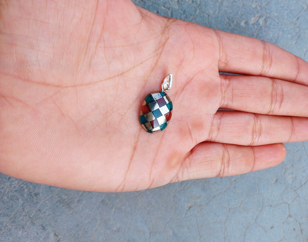 Natural Real Checker Stone Oval Shape Silver Locket Pendant - Etsy