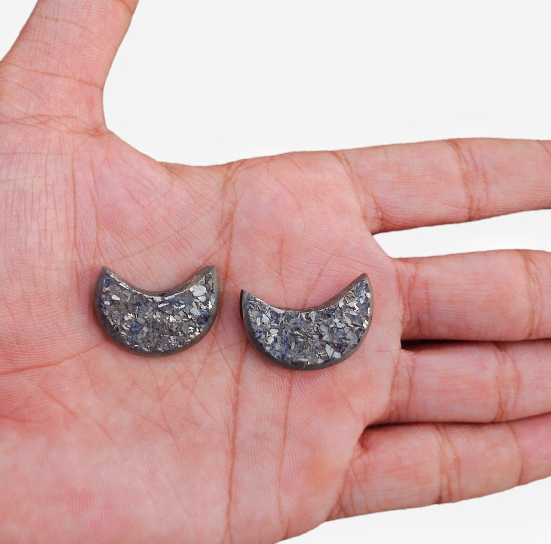 Pyrite Moon Shape Stone Use for Making Gemstone Jewelry , Pendant ...