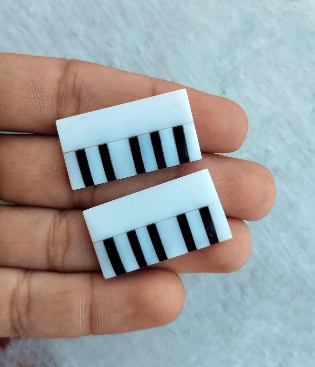 Onyx , Mother of Pearl Piano Keyboard Loose Gemstone Cabochon Flat Back ...