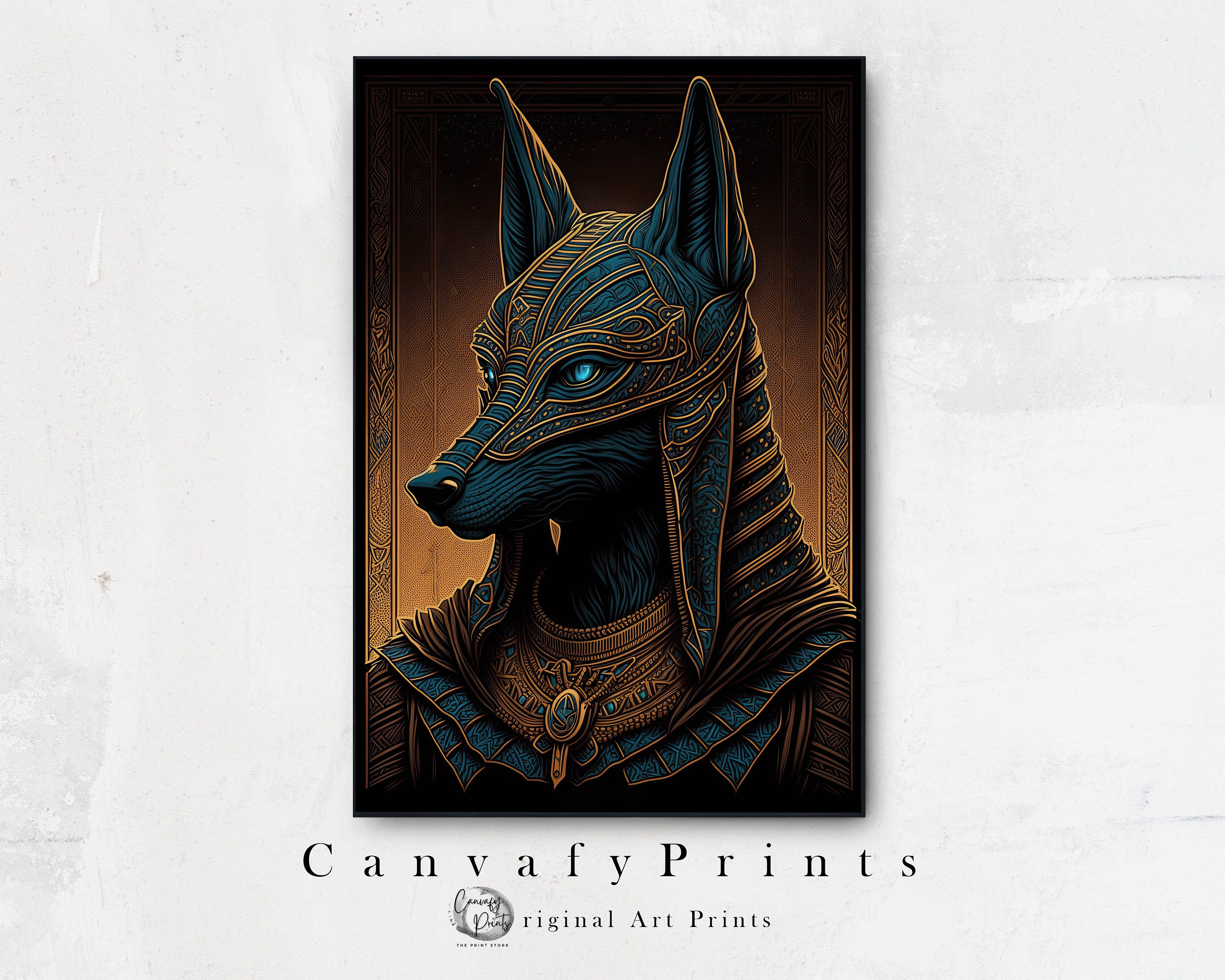 Anubis Painting, Egyptian God Printable, Ancient Egypt Art Poster, Digital Print, Wall Decor ...