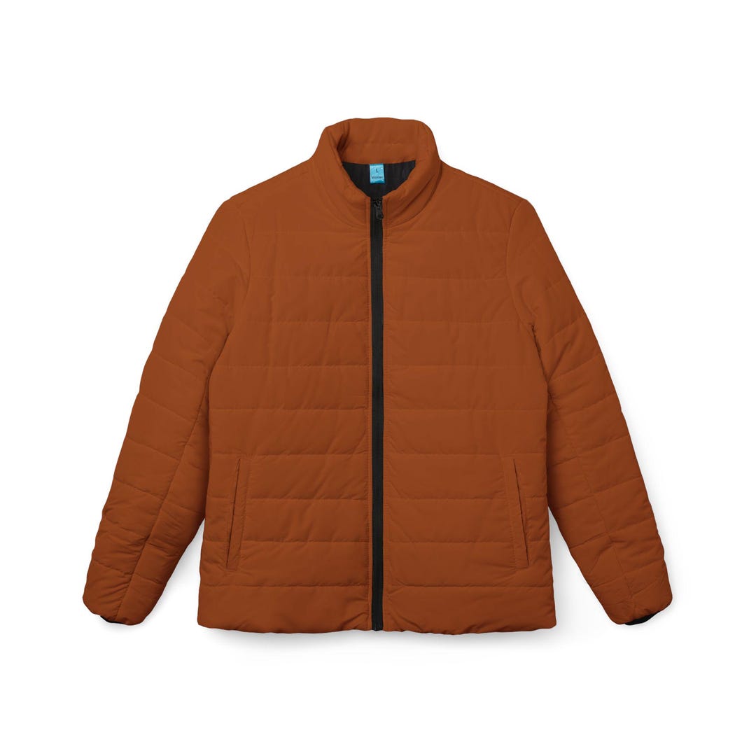 Women's Slim-fit Puffer Jacket in Rust Orange, Lightweight, Warm, Stand ...