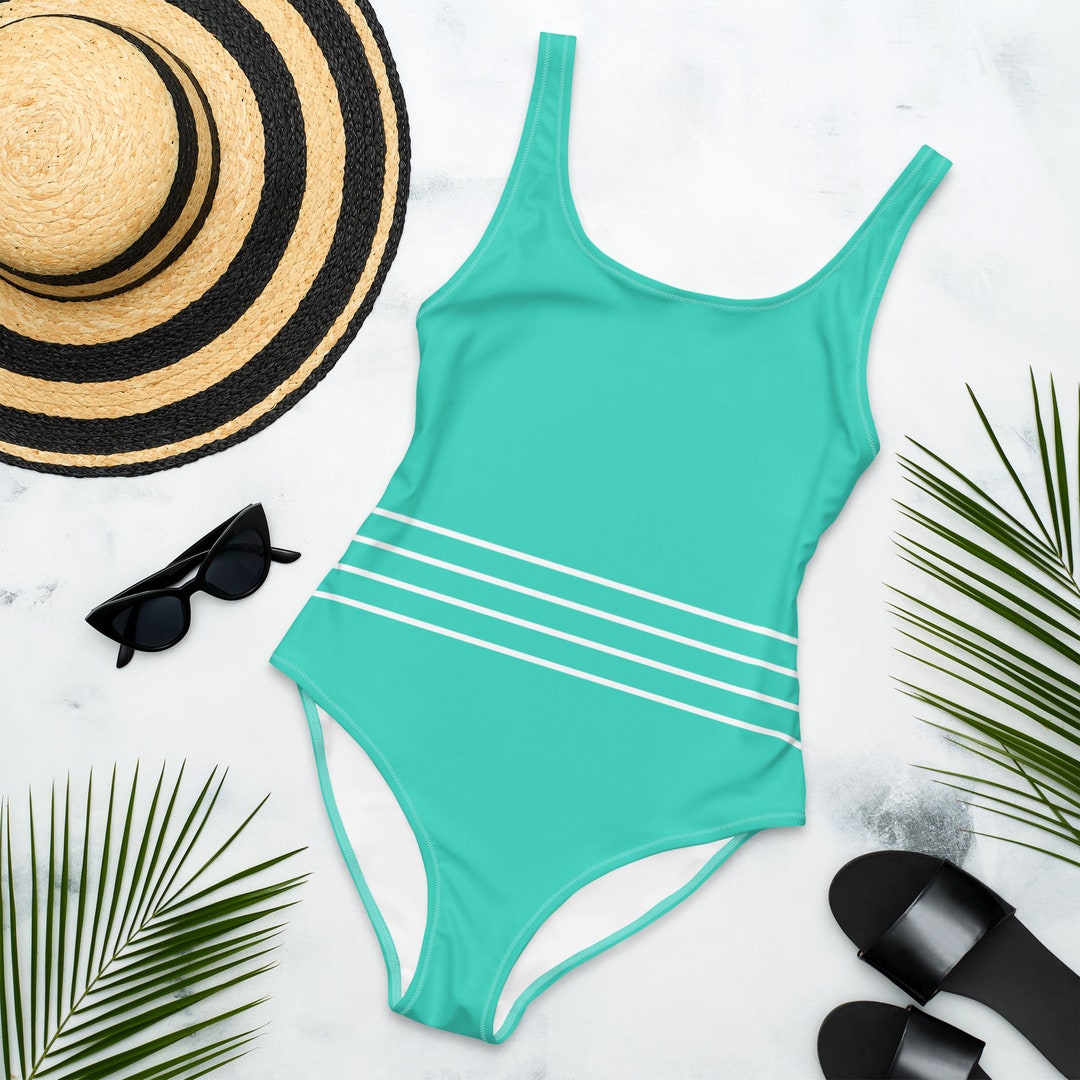 Turquoise One-piece Swimsuit for Women, High-leg Cut & Flattering Fit ...
