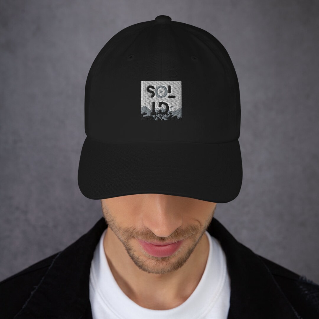 Classic Baseball Cap | Grey Black White Cotton | Sol I.D. Mountain Logo ...