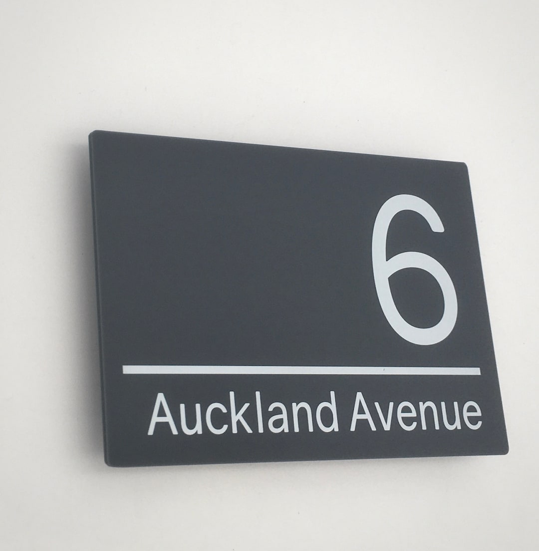 Grey Modern House Sign Door Sign Number Plaque - Etsy