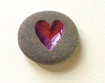Pocket Pebble Hug With Poem and Hand Painted Heart on a Natural Beach ...