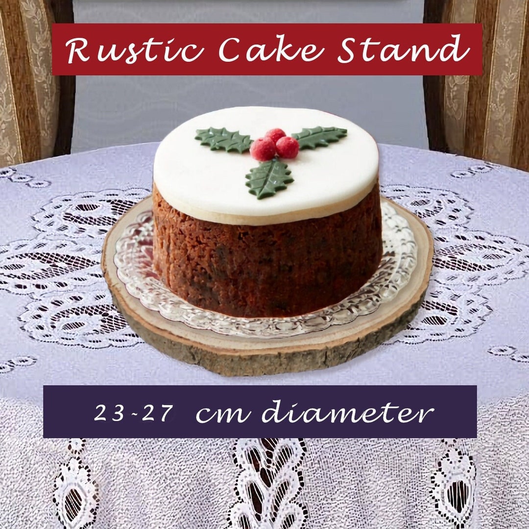 Rustic Wood Slice Cake Stand: Natural Bark Edge (23-27 Cm) - Etsy