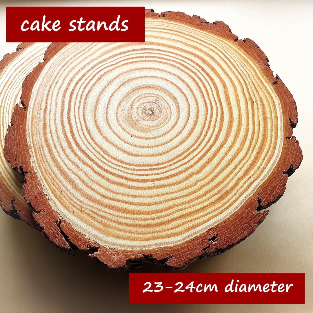 Rustic Wood Slice Cake Stand: Large Tree Slice Centerpiece (23-24cm) - Etsy